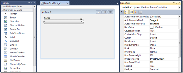 Domando o controle “ComboBox” (Windows Forms)